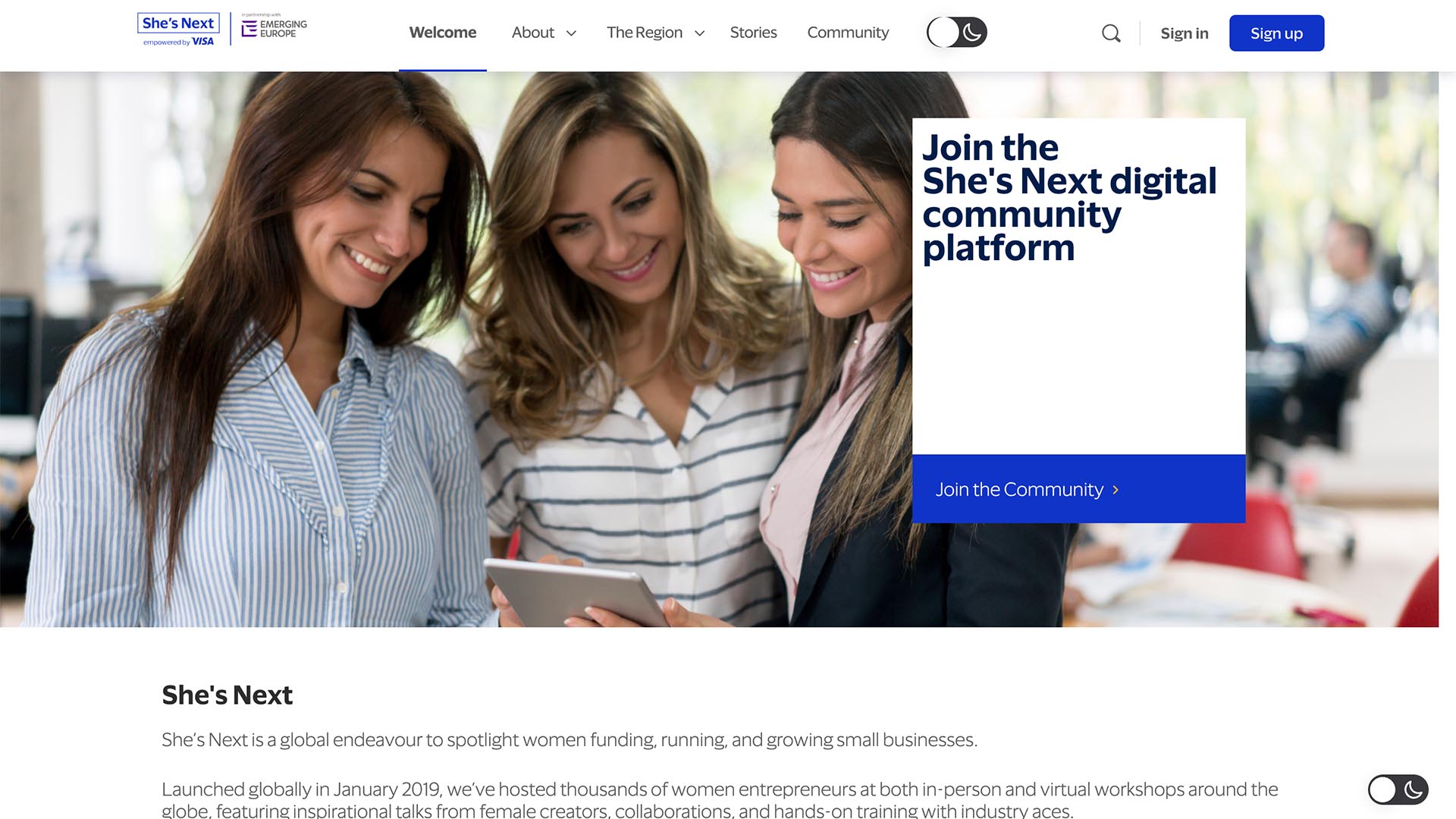 Visa and Emerging Europe Launch the She’s Next Digital Community Platform for Female ...